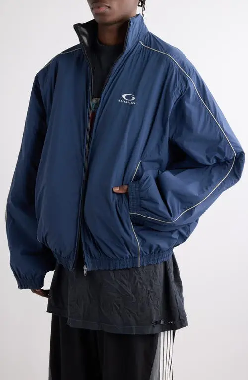 Balenciaga Deconstructed Track Jacket In 8065 Navy - 60% Off